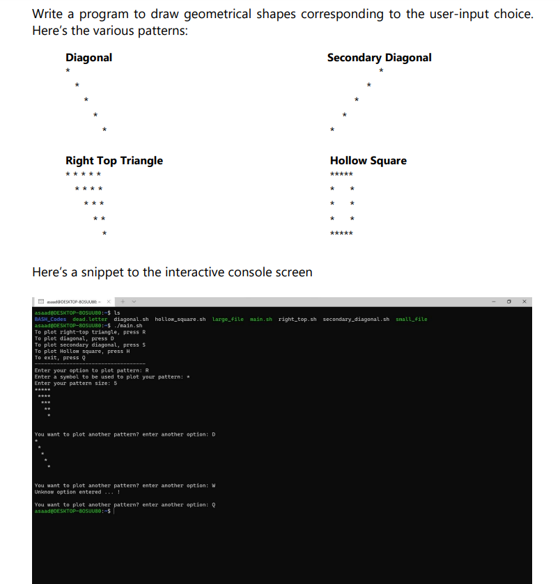 Solved Write a program to draw geometrical shapes | Chegg.com