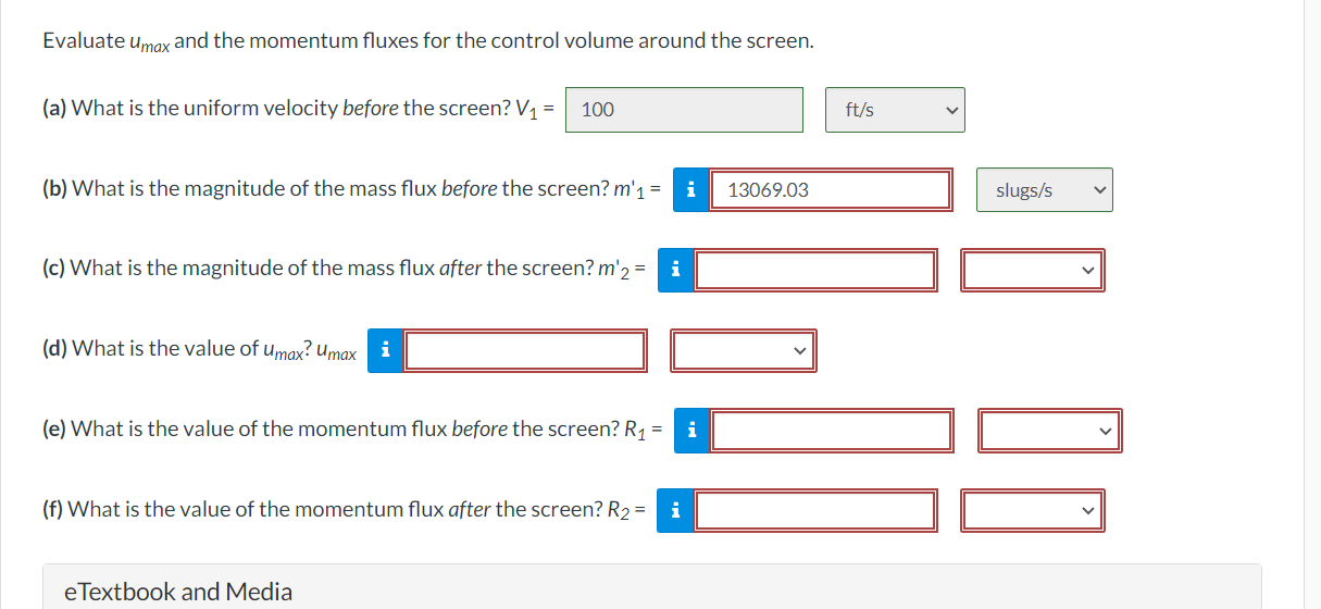 Solved Evaluate umax and the momentum fluxes for the control | Chegg.com