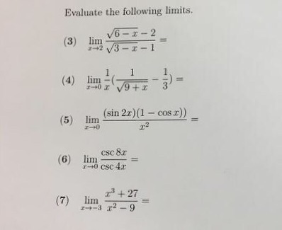 Solved Evaluate the following limits. lim_x rightarrow 2 | Chegg.com