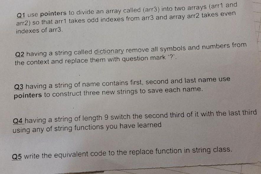 Solved Q1 use pointers to divide an array called (arr3) into | Chegg.com