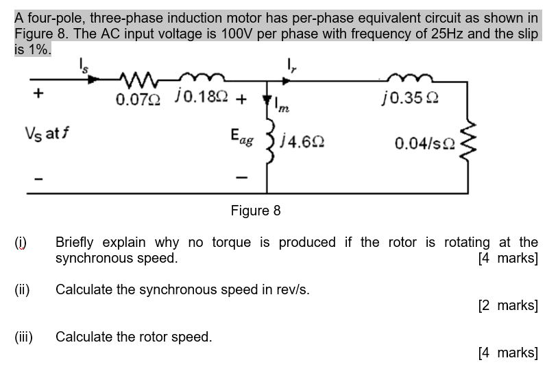Solved A four-pole, three-phase induction motor has | Chegg.com