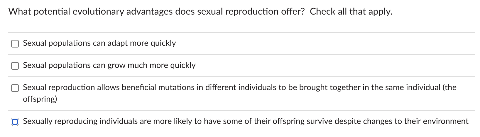 Solved What potential evolutionary advantages does sexual | Chegg.com