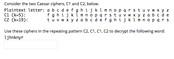 Solved Consider the two Caesar ciphers, C1 and C2, below. | Chegg.com