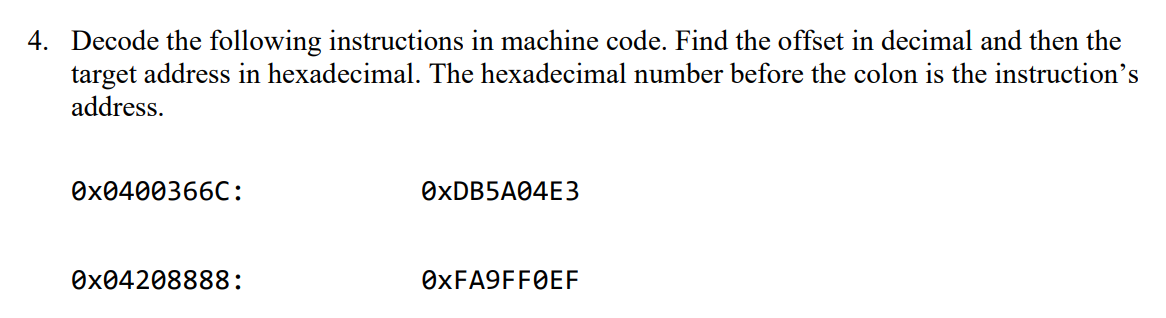 Solved Decode the following instructions in machine code. | Chegg.com