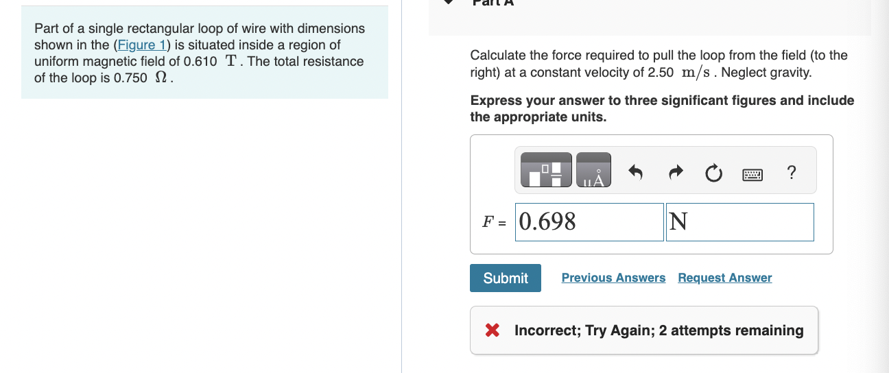Part of a single rectangular loop of wire with | Chegg.com