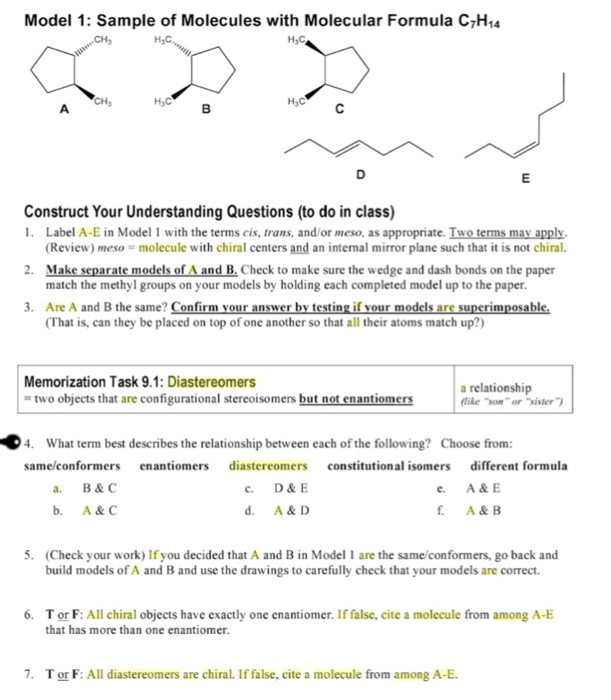 Solved Model 1: Sample of Molecules with Molecular Formula | Chegg.com