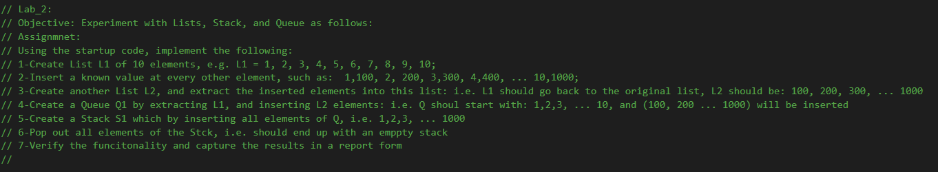 Solved // Lab_2: // Objective: Experiment with Lists, Stack, | Chegg.com