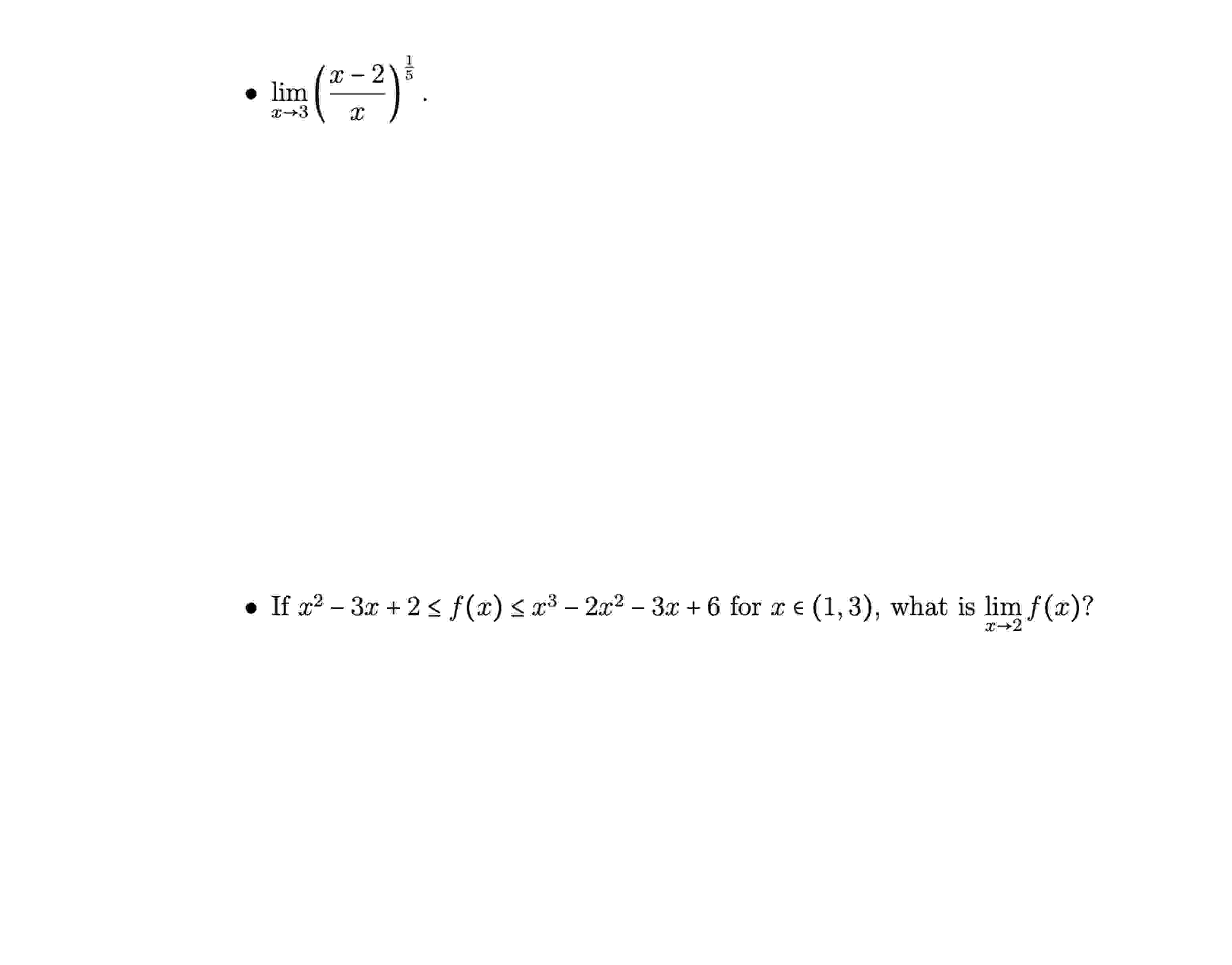 Solved Limx→3 X 2x 15if X2 3x 2≤f X ≤x3 2x2 3x 6 for