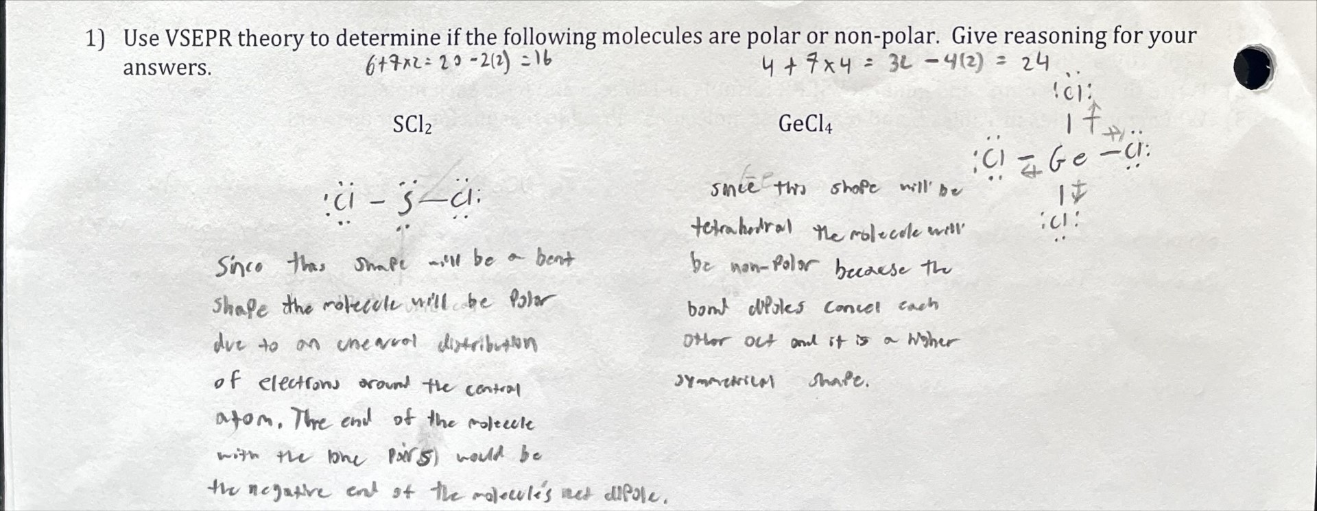 Solved Use VSEPR theory to determine if the following | Chegg.com