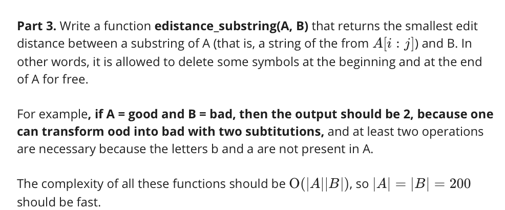 Solved Input: strings A and B Output: the smallest number of | Chegg.com