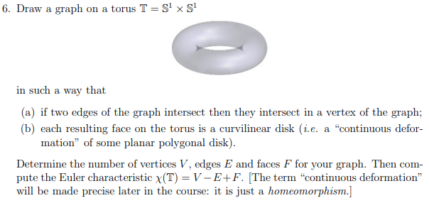 Solved 6. Draw a graph on a torus T=S1×S1 in such a way that | Chegg.com