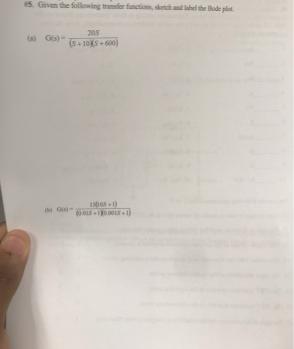 Solved 5. Given the following transfer functions, sketch and | Chegg.com