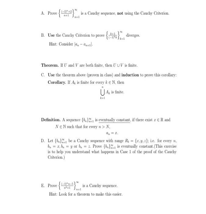 Solved }, A. Pro ve is a Cauchy sequence, not using the | Chegg.com