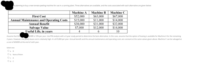 Solved Assume that MARR is 10% per year. Use PW analysis | Chegg.com