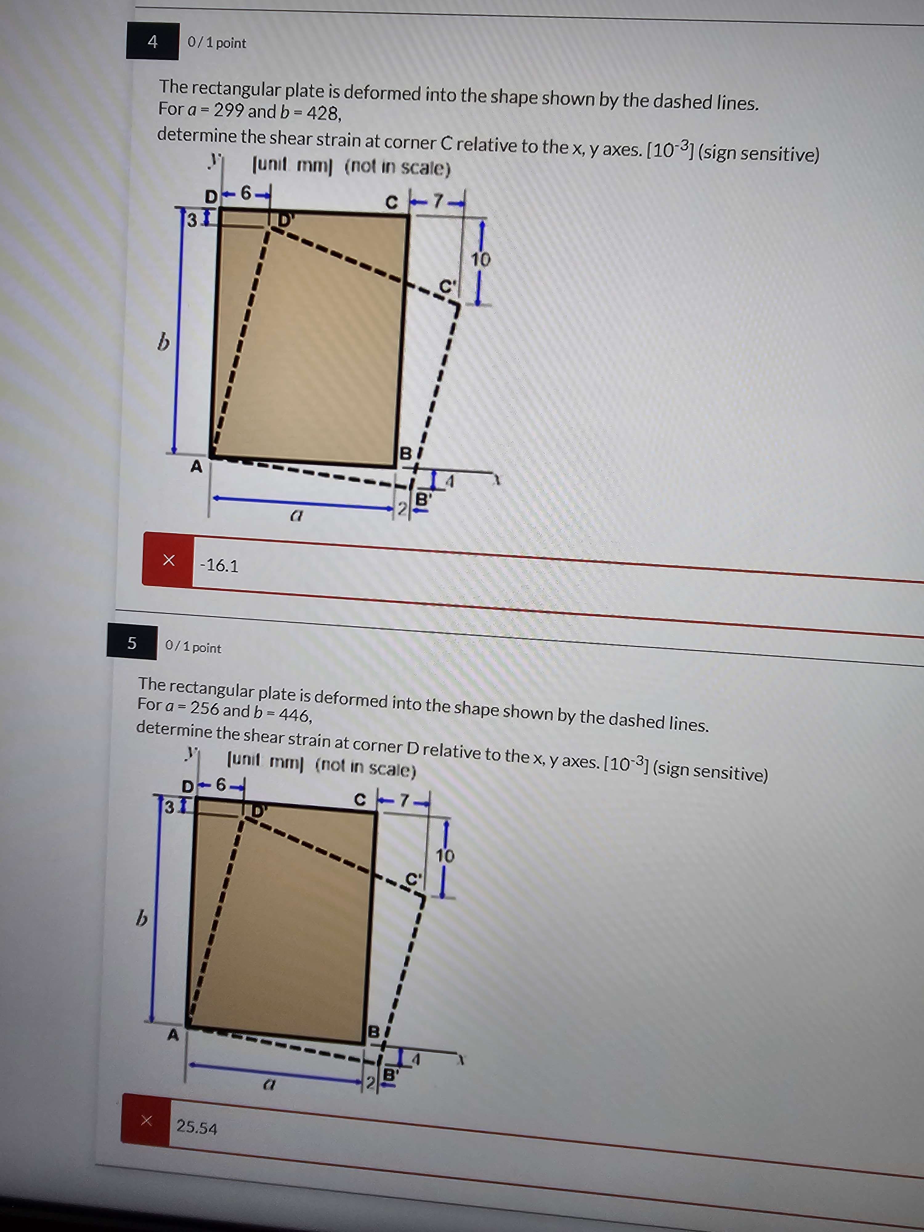 Solved The rectangular plate is deformed into the shape | Chegg.com