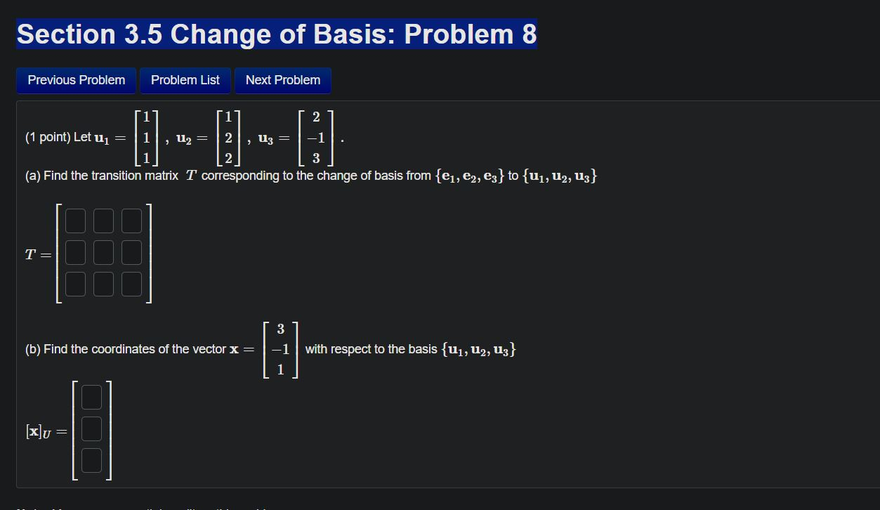 Solved Section 3.5 Change of Basis: Problem 8 Previous | Chegg.com