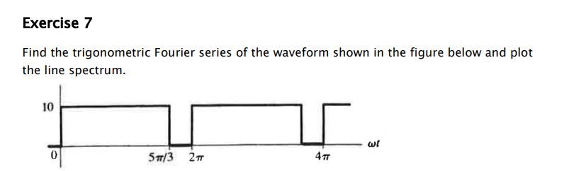 Solved Find The Trigonometric Fourier Series Of The Waveform