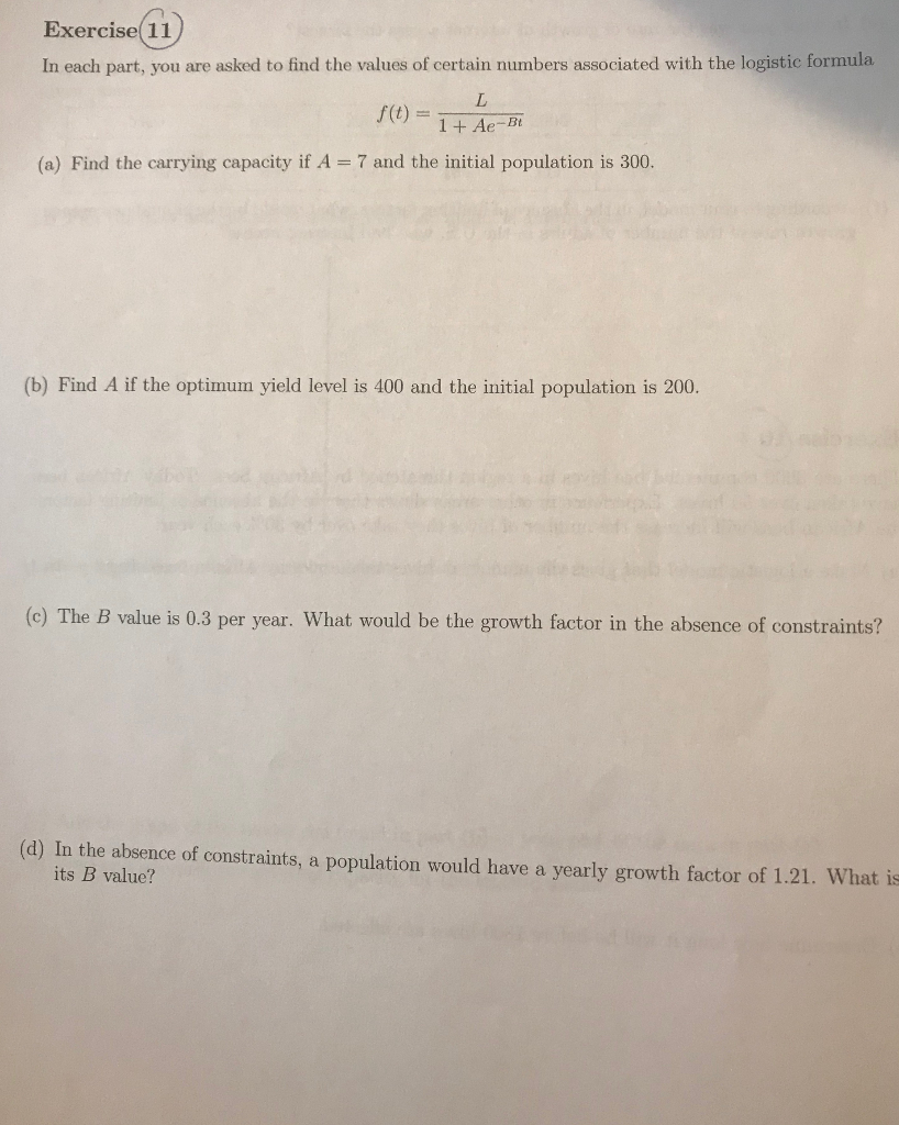 Solved Exercise 11 In each part, you are asked to find the | Chegg.com