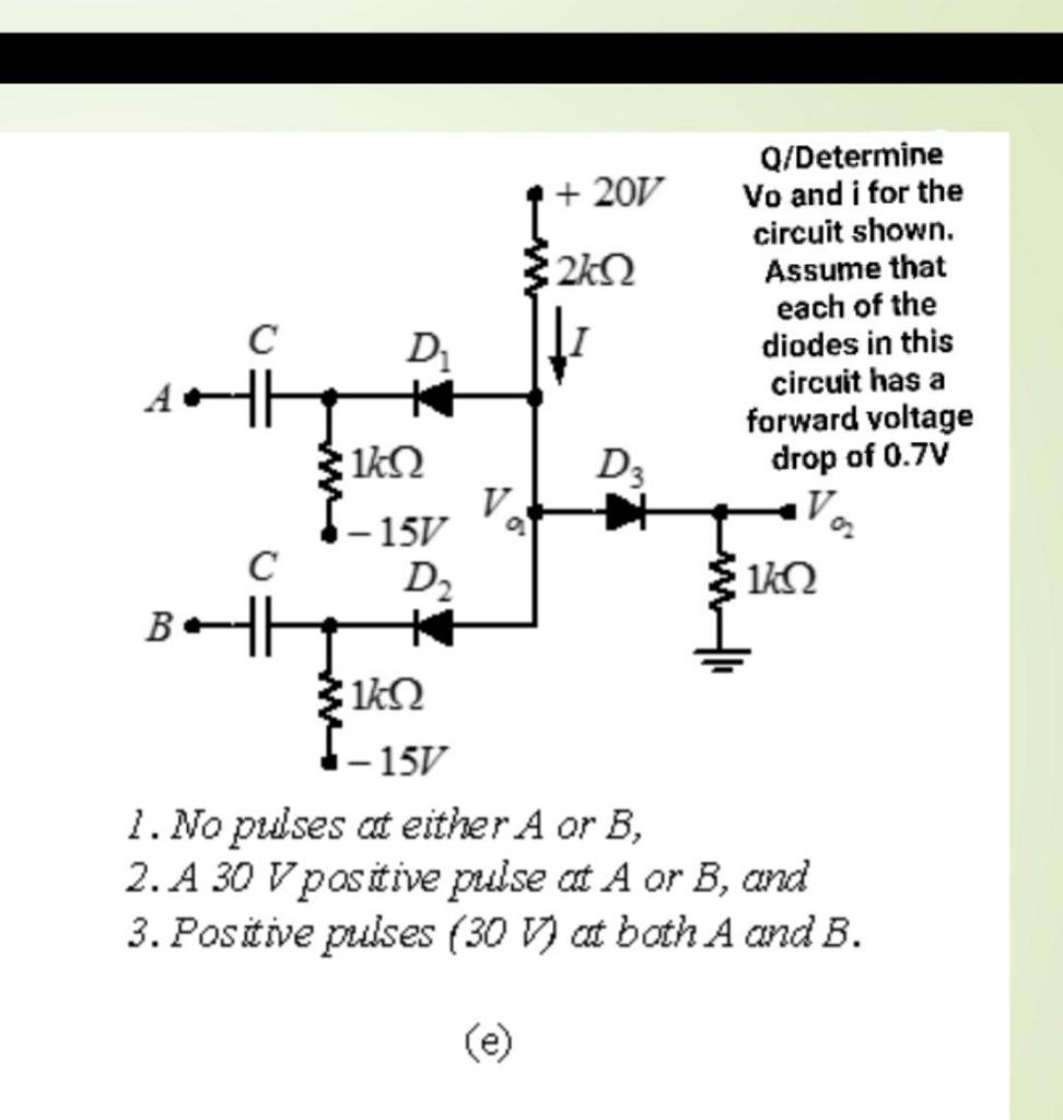 + 20V 2k02 Q/Determine Vo and i for the circuit | Chegg.com