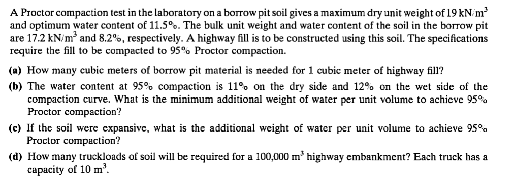 Solved A Proctor compaction test in the laboratory on a | Chegg.com