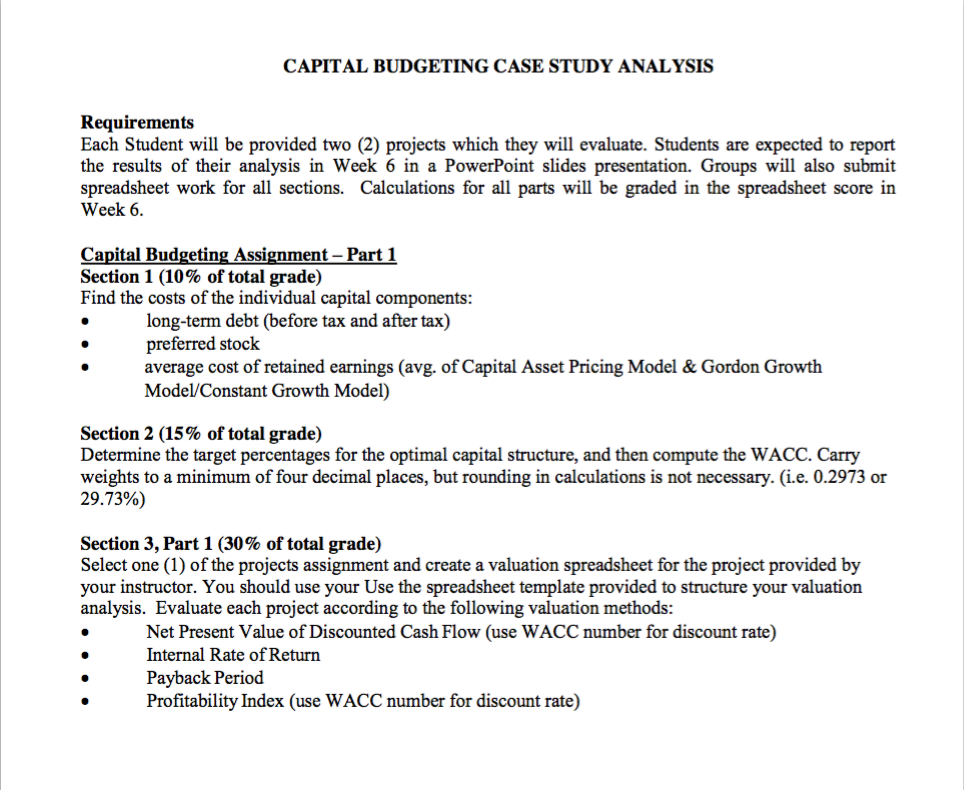 Solved CAPITAL BUDGETING CASE STUDY ANALYSIS ACME Inc. is a | Chegg.com