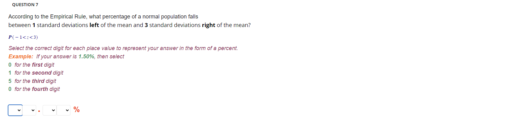 Solved According to the Empirical Rule, what percentage of a | Chegg.com