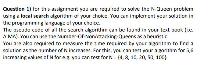 Solved Question 1) for this assignment you are required to | Chegg.com