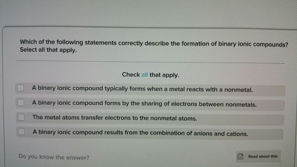 Solved Which of the following statements correctly describe | Chegg.com