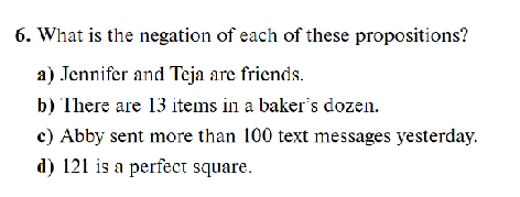 Solved 6. What is the negation of each of these | Chegg.com