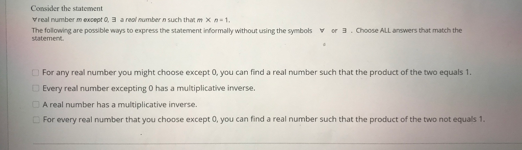 Solved Consider the statement Vreal number m except 0, 3 a | Chegg.com