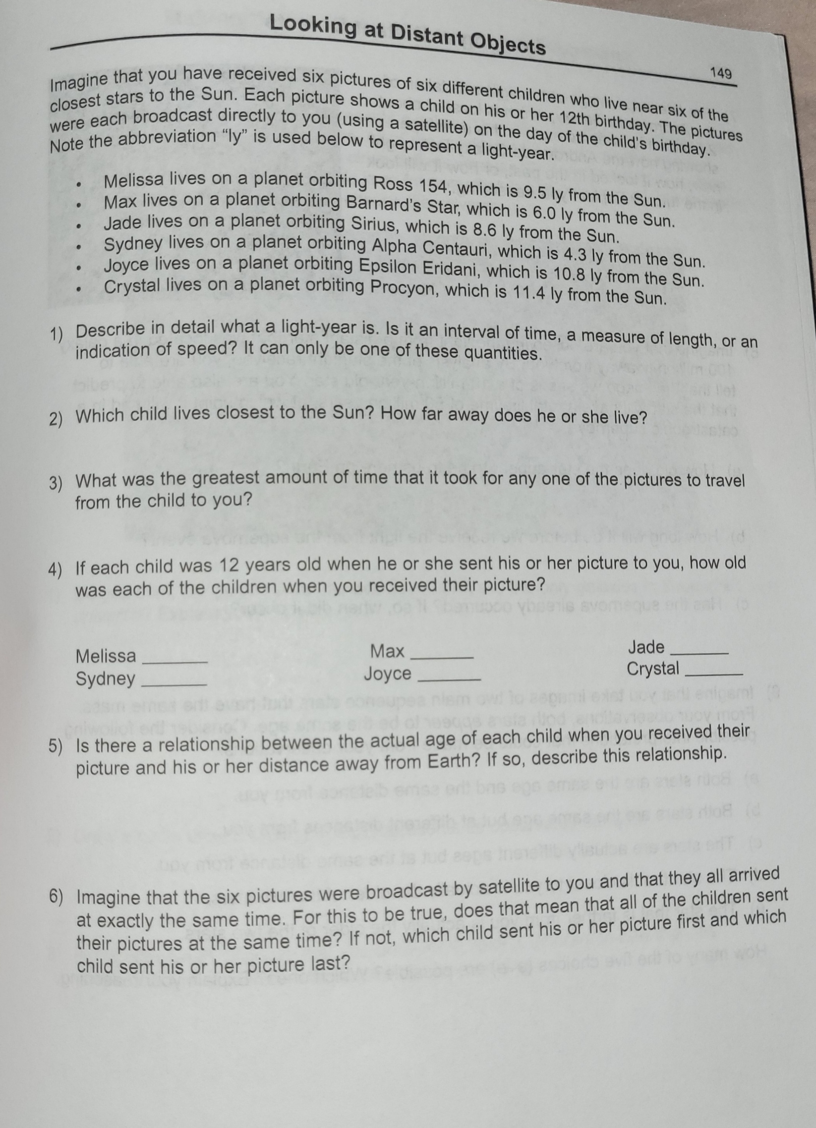 Solved Looking at Distant Objects Imagine that you have | Chegg.com