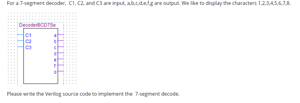 For a 7-segment decoder, C1, C2, and C3 are input, | Chegg.com