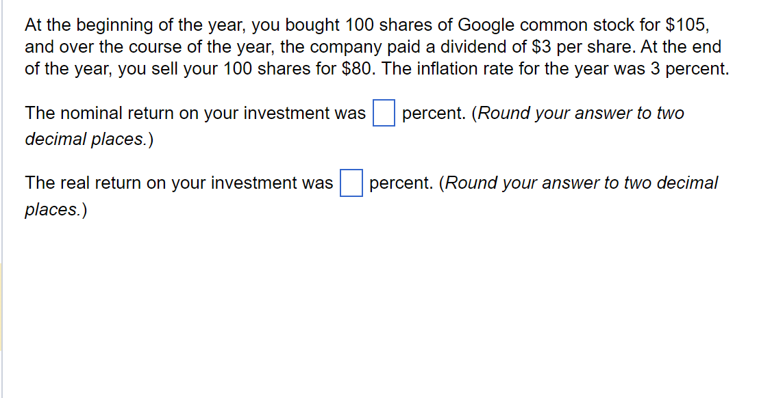Solved At the beginning of the year, you bought 100 shares | Chegg.com