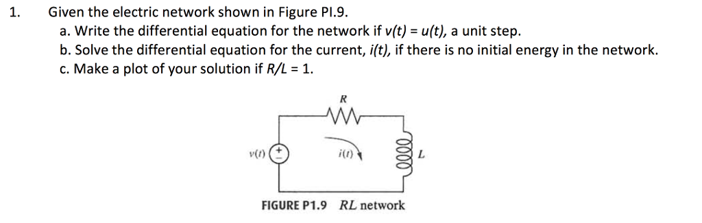 Solved 1. Given the electric network shown in Figure Pl.9. | Chegg.com