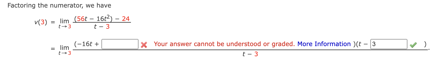 Solved Factoring the numerator, we have | Chegg.com