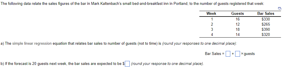 Solved a) The simple linear regression equation that relates | Chegg.com