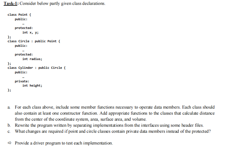 Solved Task-1: Consider below partly given class | Chegg.com