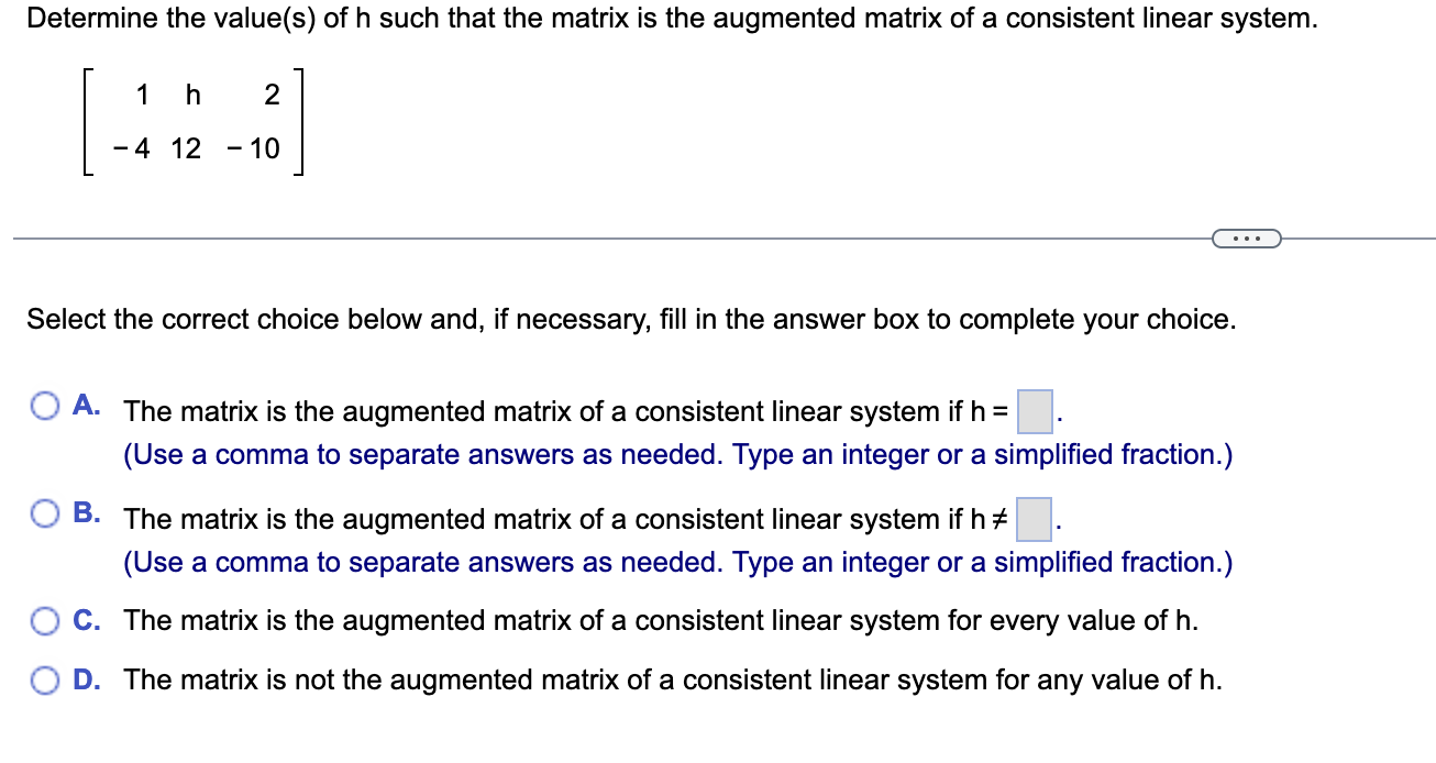 Solved Determine the value(s) ﻿of h ﻿such that the matrix is | Chegg.com