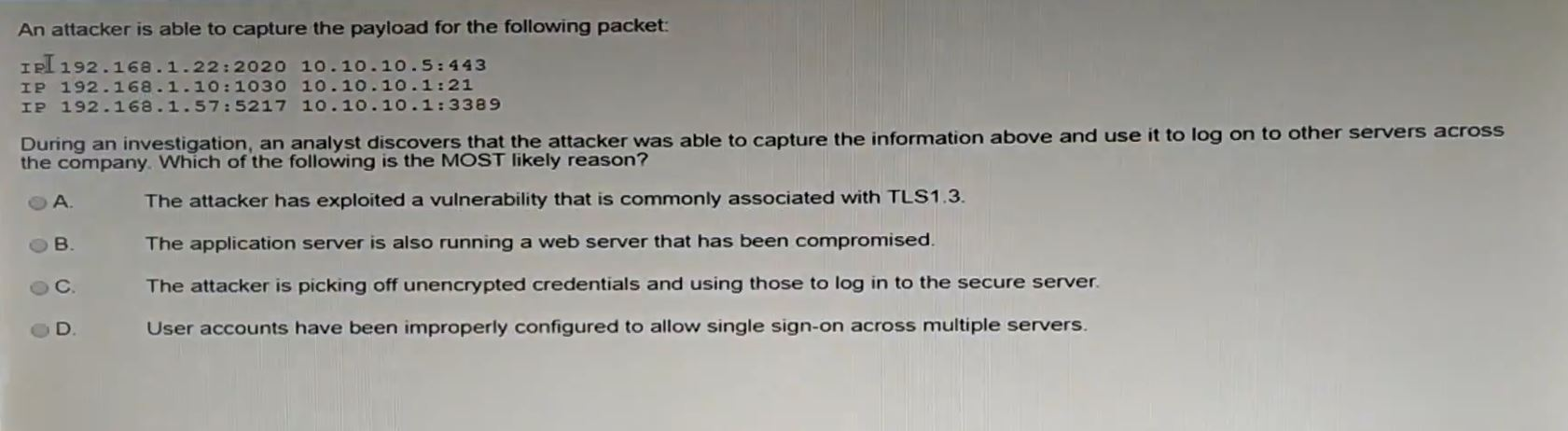 Solved An attacker is able to capture the payload for the | Chegg.com
