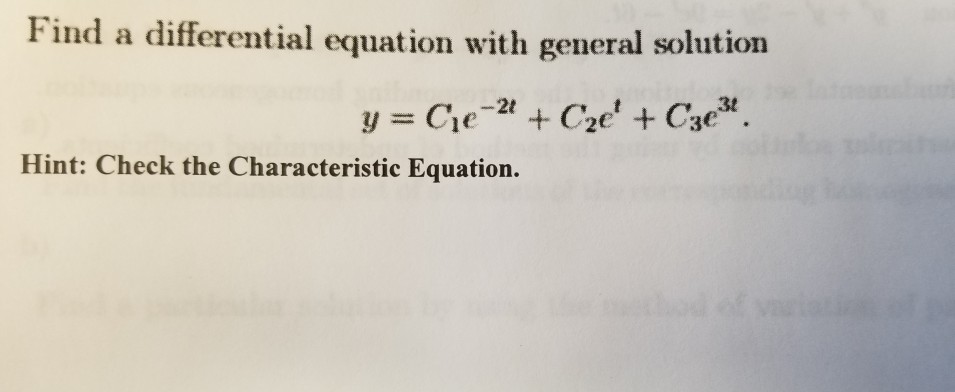 Solved Find a differential equation with general solution зе | Chegg.com