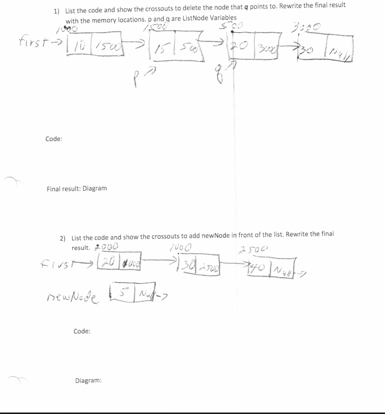 Solved Linked List diagram Java. Please help asap. For | Chegg.com