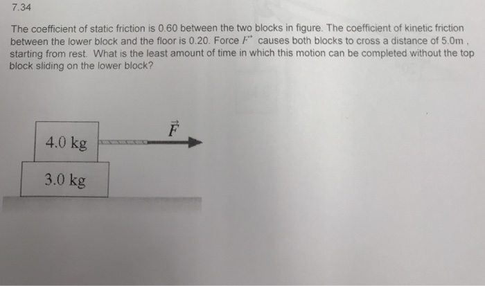 Solved 7.34 The coefficient of static friction is 0.60 | Chegg.com