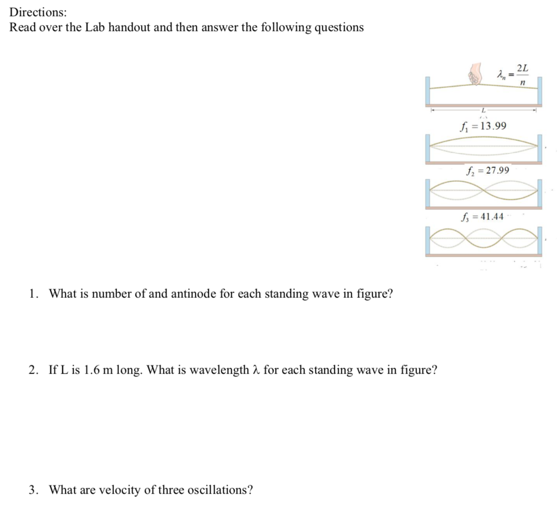 Solved Directions: Read over the Lab handout and then answer | Chegg.com