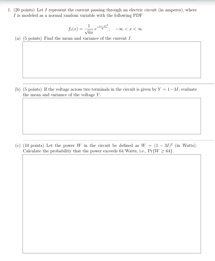 Solved ( 20 ﻿points) ﻿Let I represent the current passing | Chegg.com