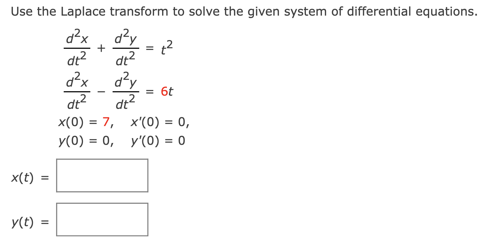 Solved Use the Laplace transform to solve the given system | Chegg.com