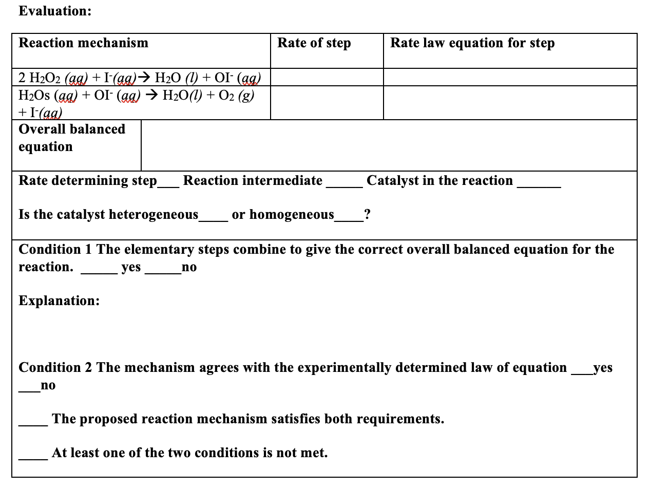 Solved The reaction mechanism shown in the chart below is | Chegg.com