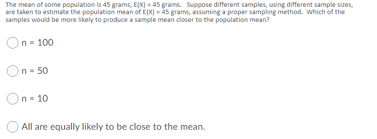 Solved The mean of some population is 45 grams, E(X) = 45 | Chegg.com