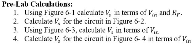 Solved Pre-Lab Calculations: 1. Using Figure 6-1 calculate | Chegg.com