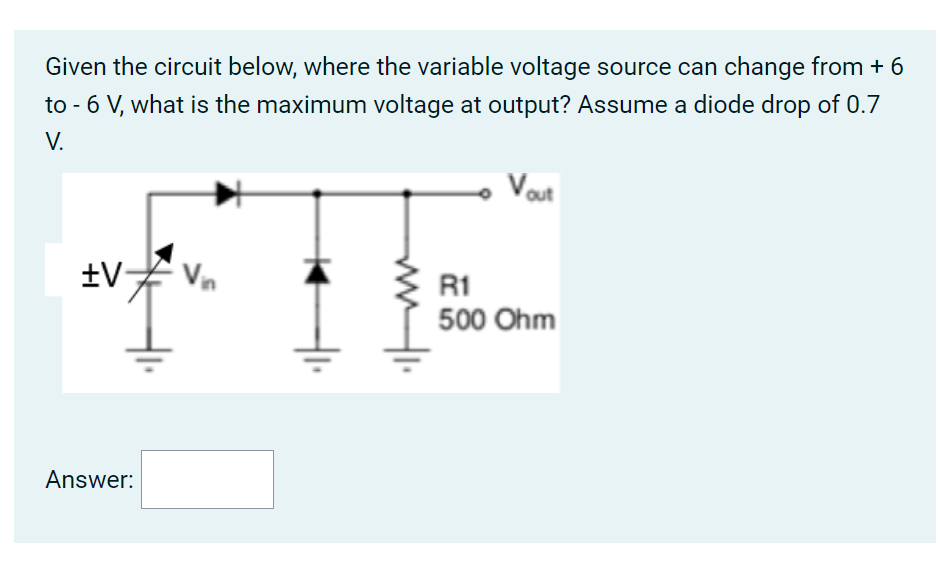Solved Given the circuit below, where the variable voltage | Chegg.com