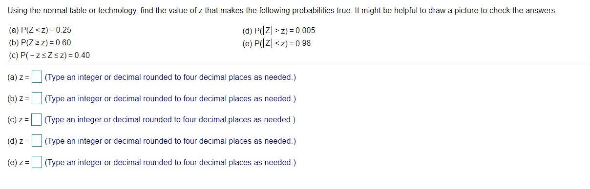 Solved Using the normal table or technology, find the value | Chegg.com